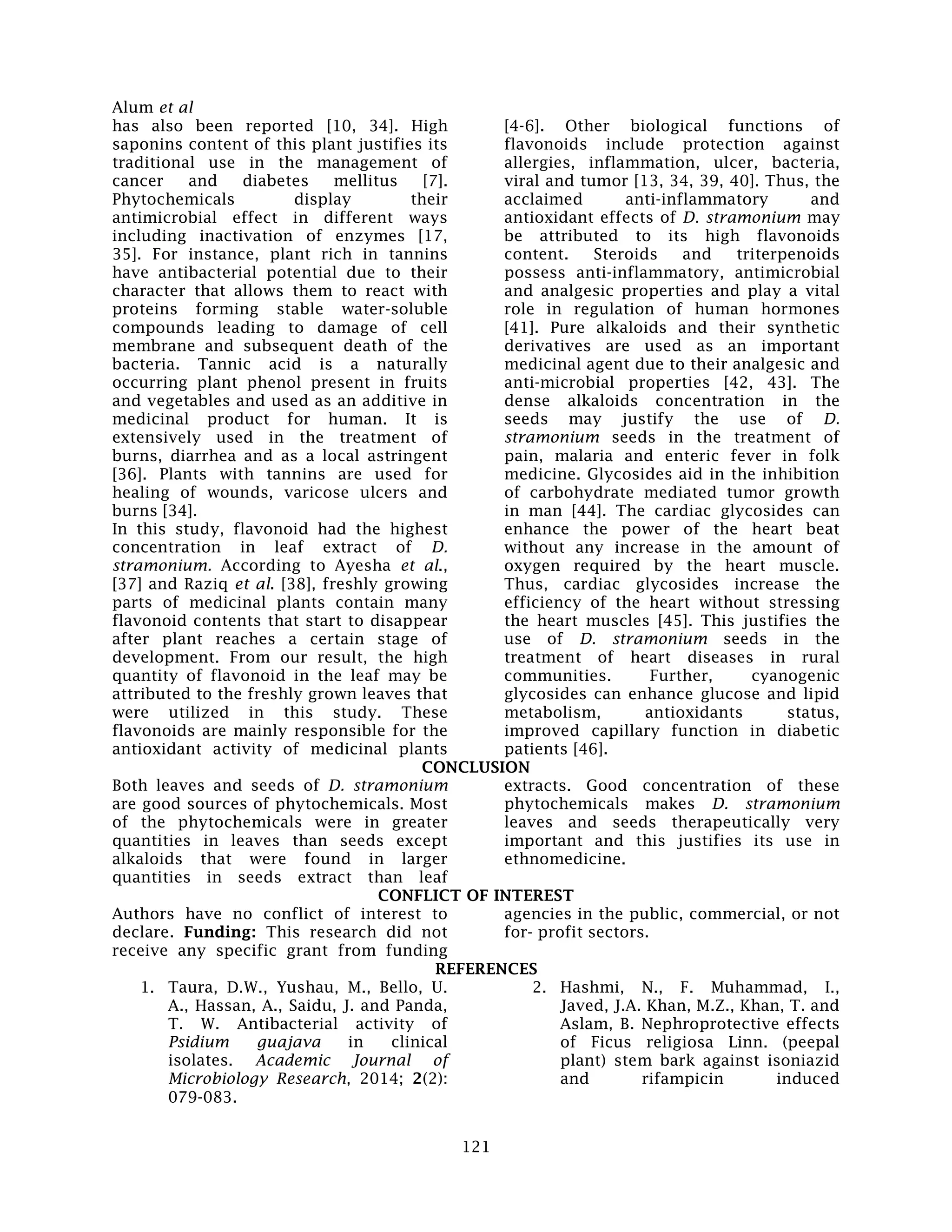 Phytochemical composition of Datura stramonium Ethanol leaf and seed extracts: A Comparative ...