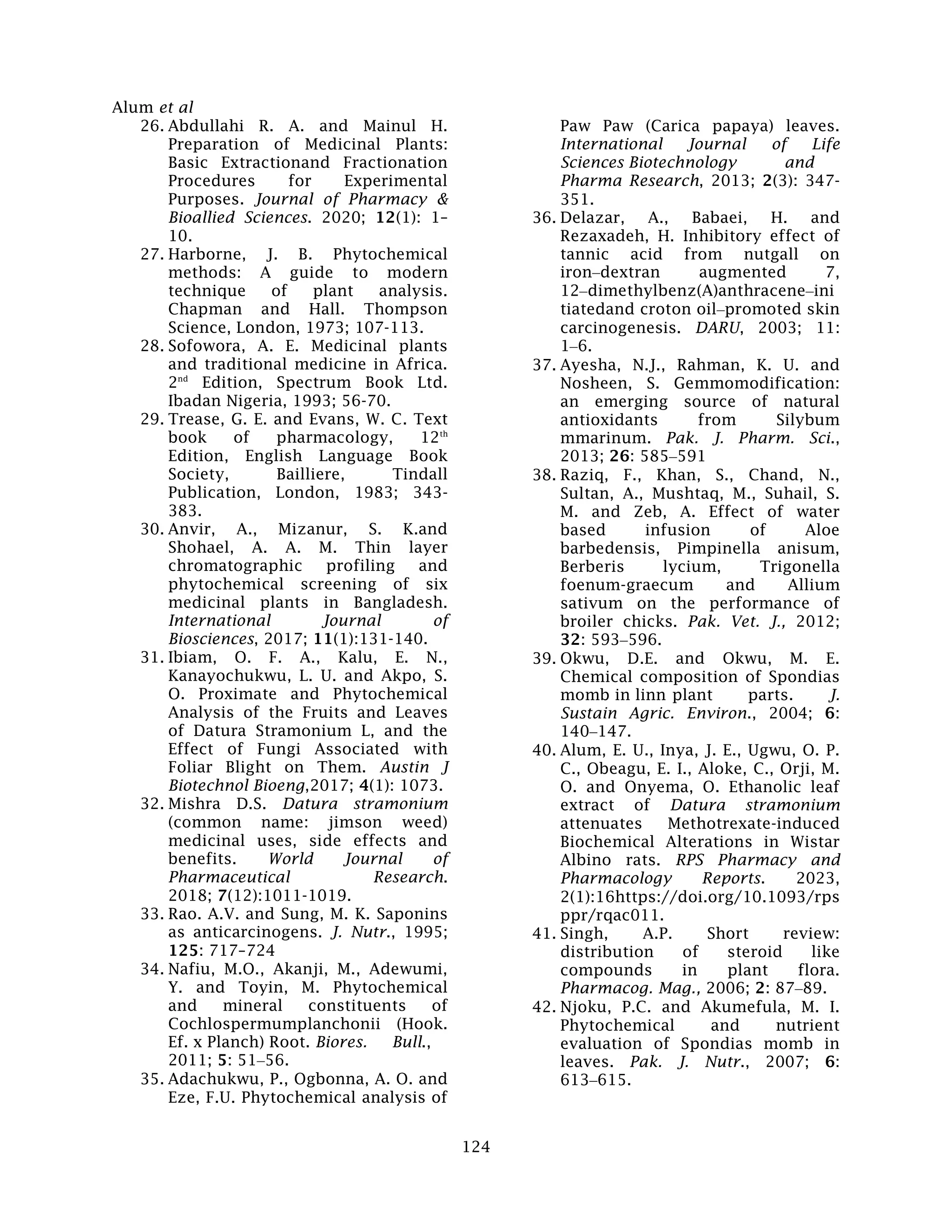 Phytochemical composition of Datura stramonium Ethanol leaf and seed extracts: A Comparative ...