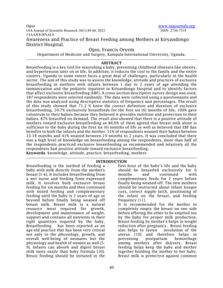 [[IAA JSR 10(1)49-60, 2023.Awareness and Practice of Breast Feeding ...