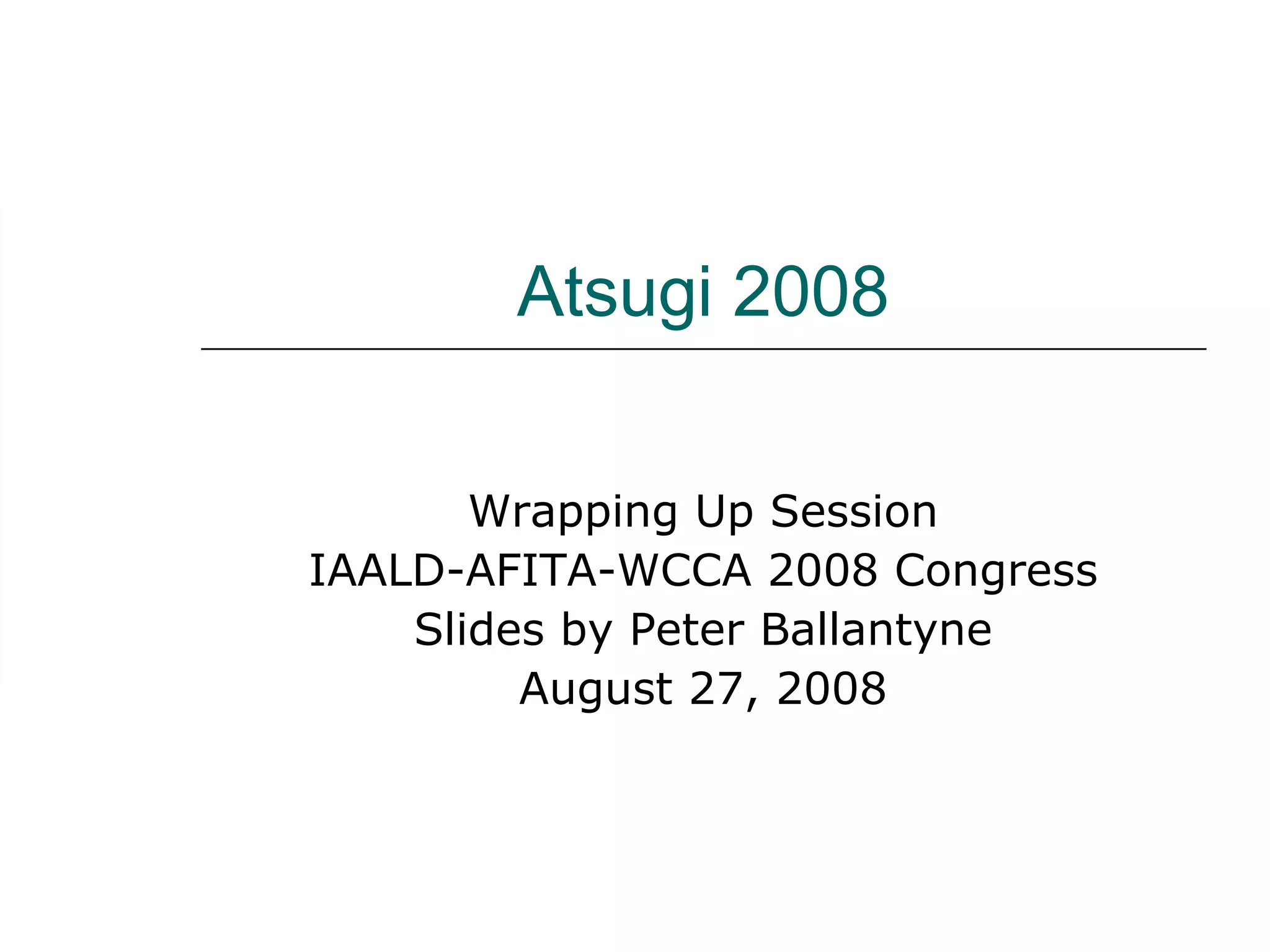 Japan Congress Wrap-up Session | PPT