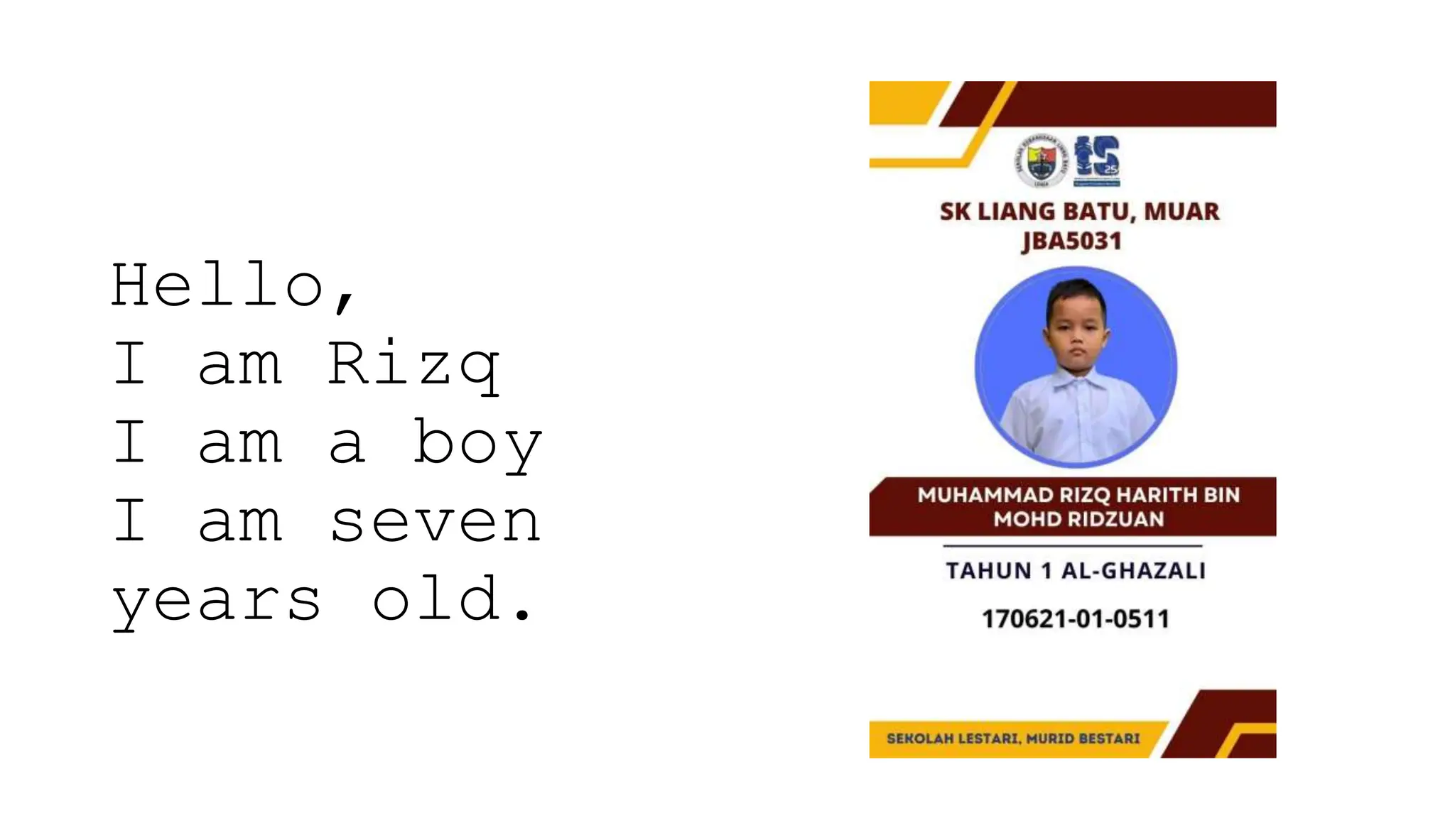 ia am boy year 1 lesson ...