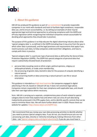 IAB Digital Advertising Guidance : special category data under the gdpr - 2020 | PDF