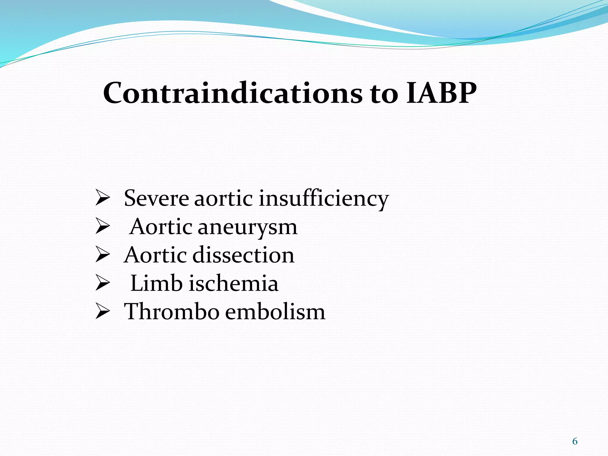 Iabp instrumentation, indications and complications | PPTX