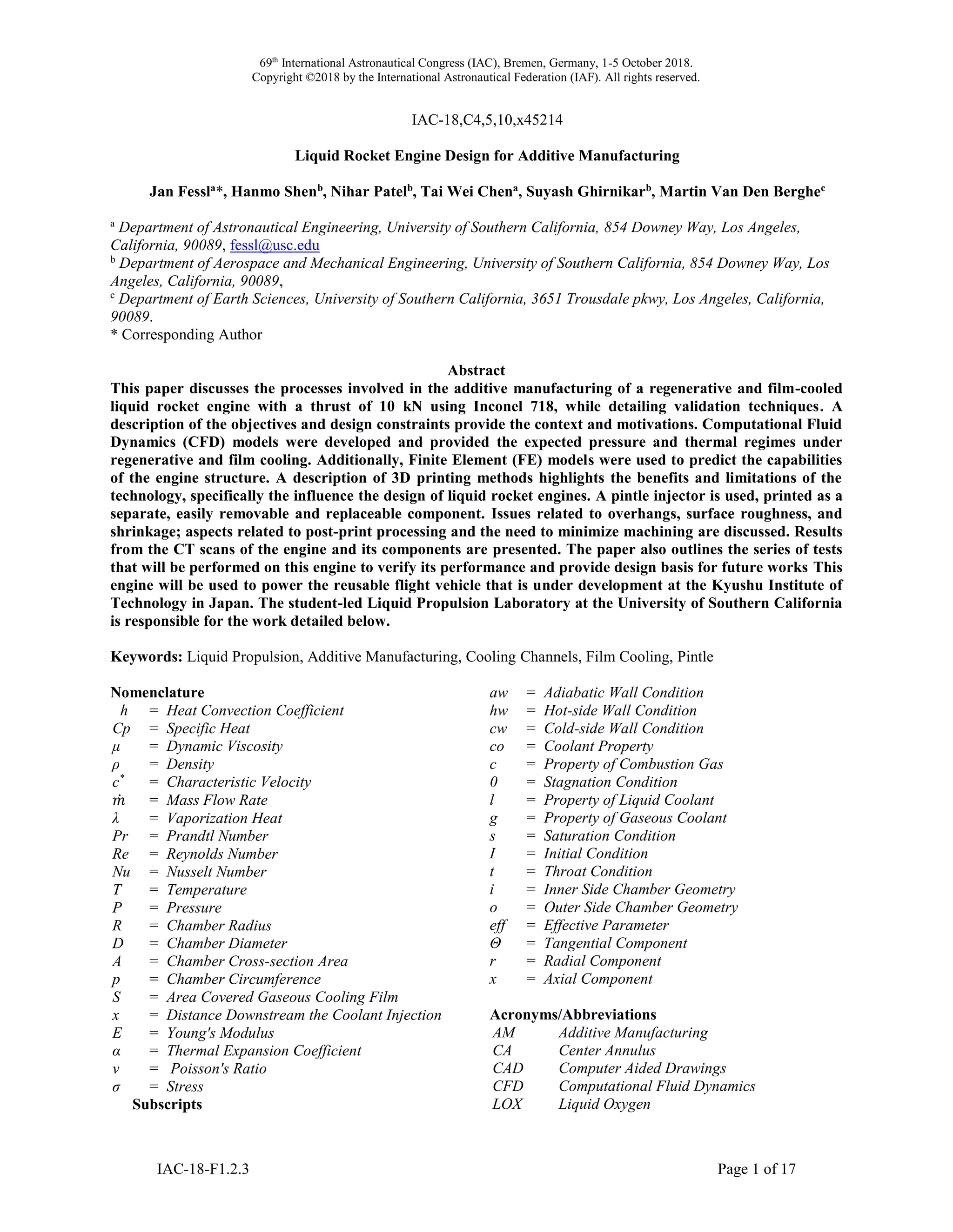 Liquid Rocket Engine Design for Additive Manufacturing | PDF