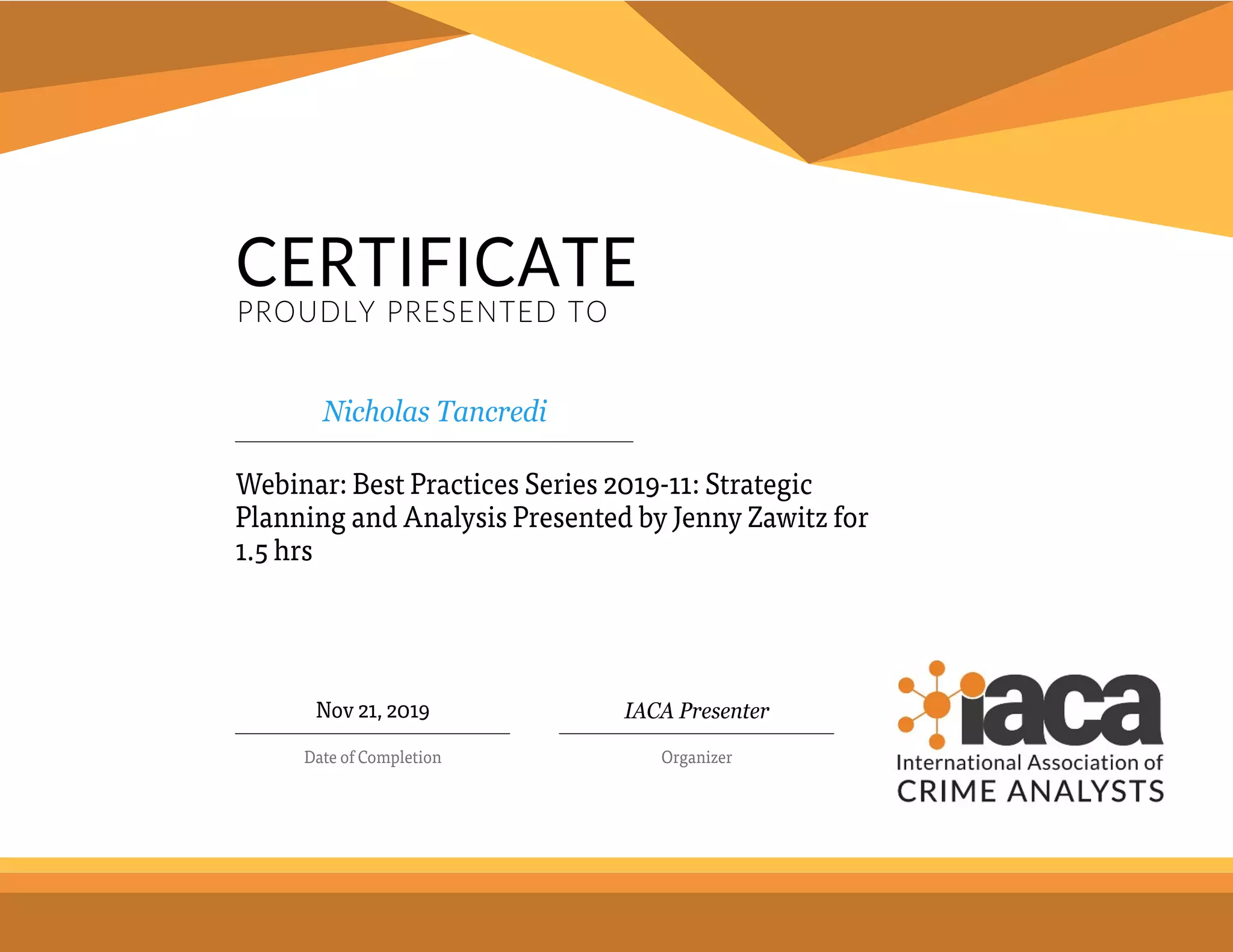 IACA training certificates tancredi | PPT