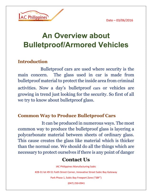 Bulletproof Cars | PDF
