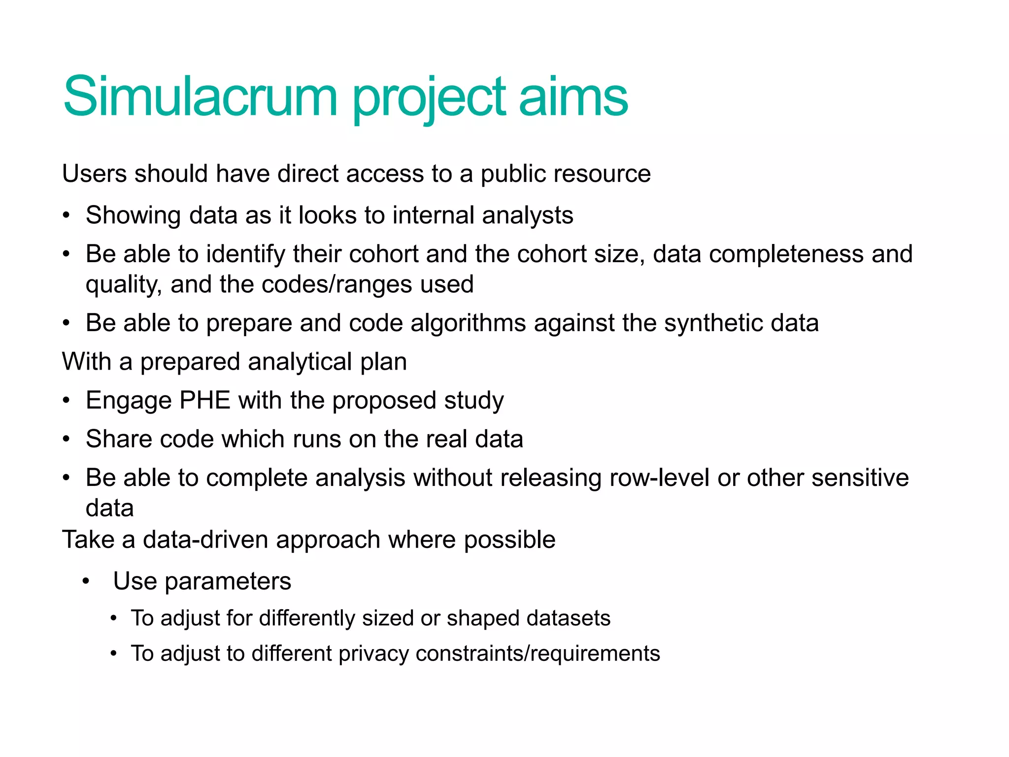 The Simulacrum, a Synthetic Cancer Dataset | PPTX