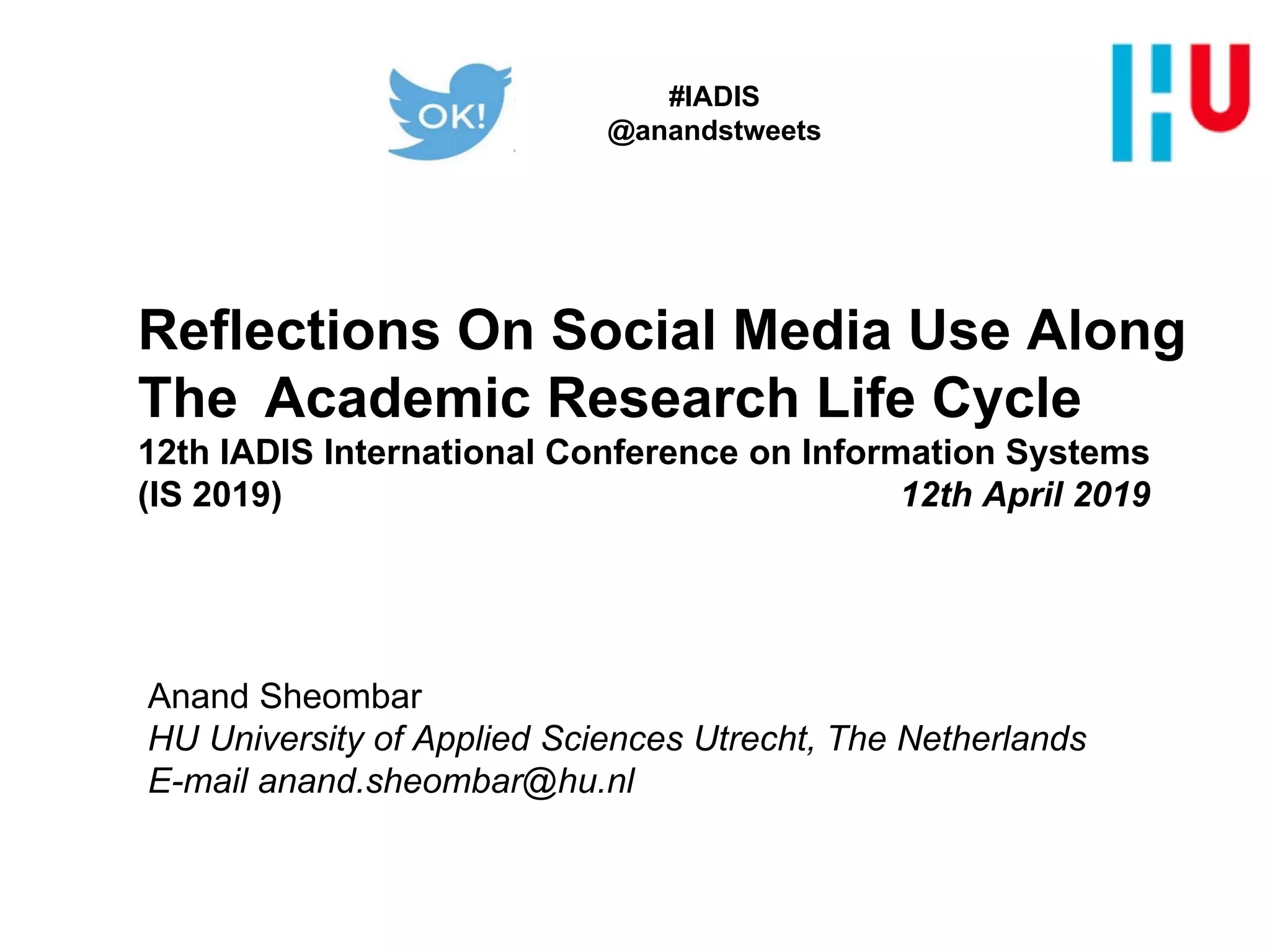 Reflections On Social Media Use Along The Academic Research Life Cycle ...