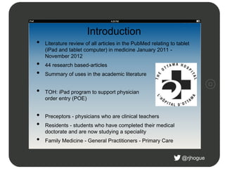 Tablet use in Medicine | PPTX | Tablets and E-readers | Consumer ...