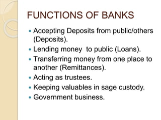 FUNCTIONS OF BANKS | PPTX