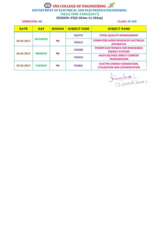 IaE(1) Time Table(Sem 8) | PDF