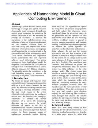 Iaetsd appliances of harmonizing model in cloud | PDF | Cloud Computing | Internet