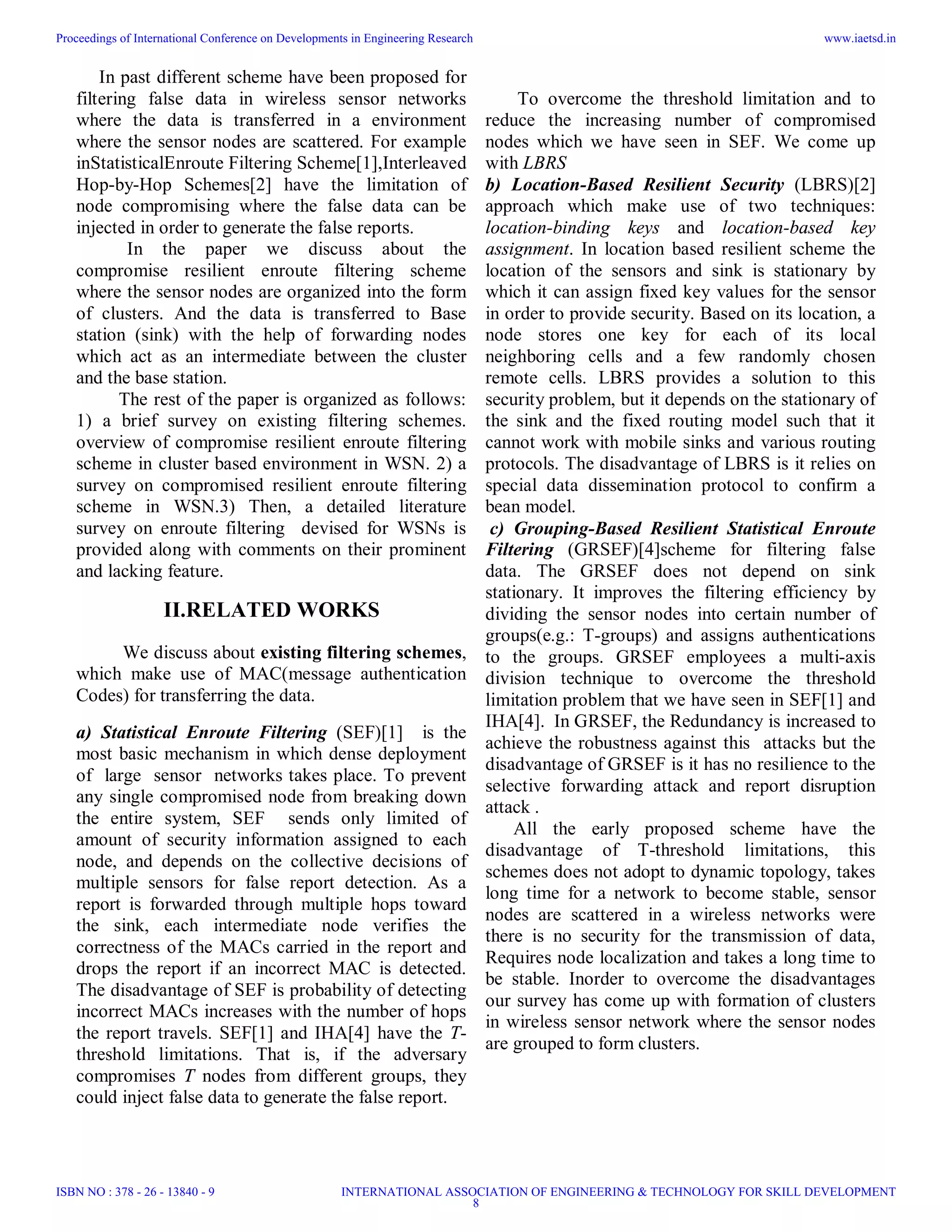 Iaetsd a survey on enroute filtering scheme in | PDF