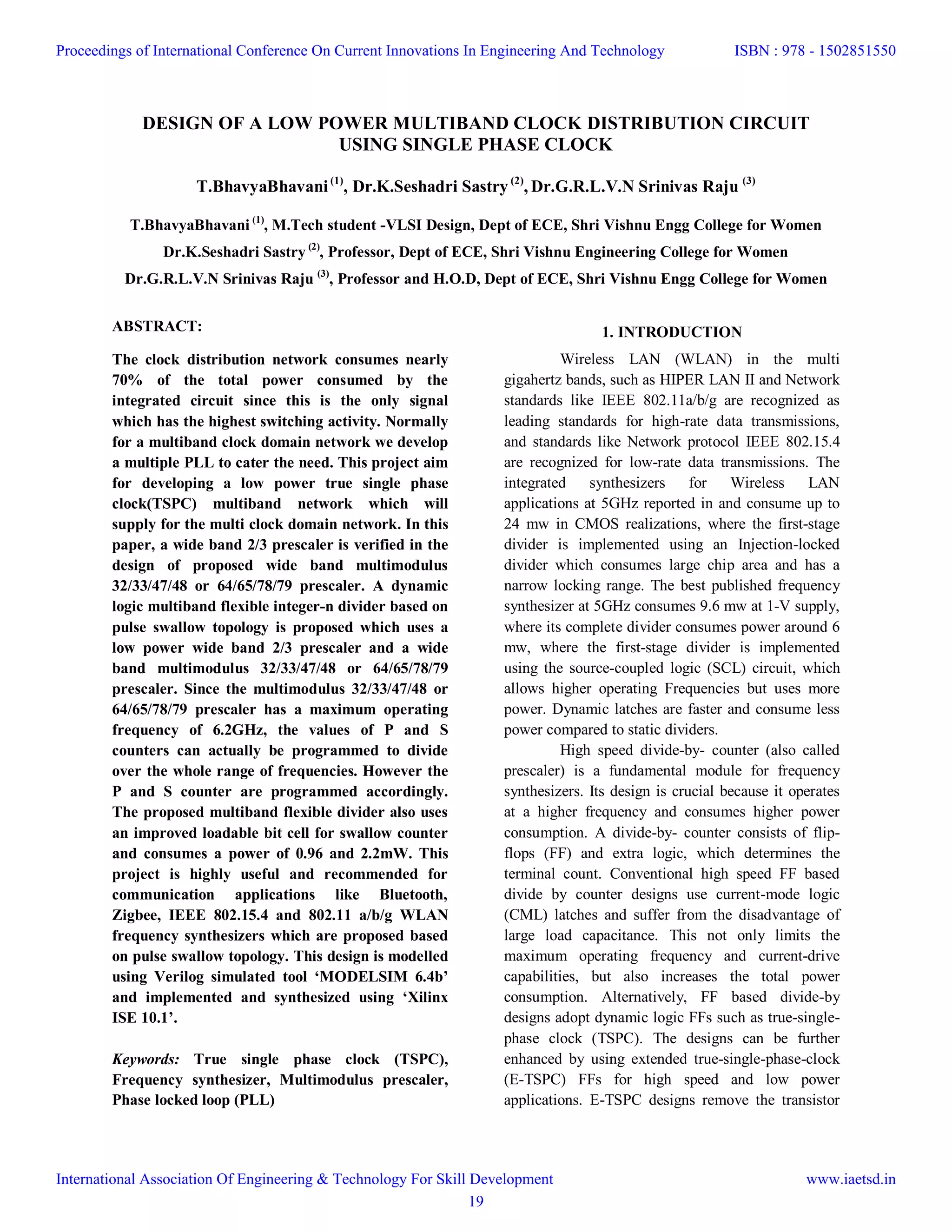 Iaetsd design of a low power multiband clock distribution circuit | PDF