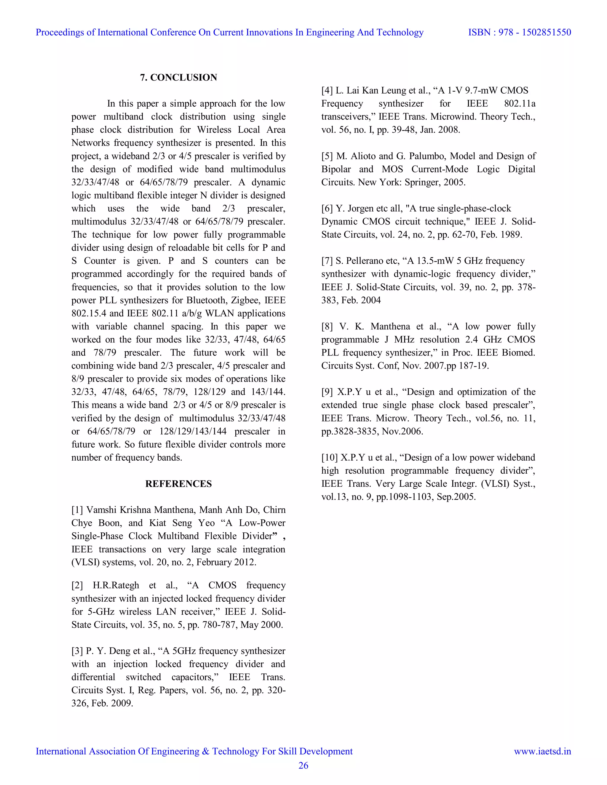 Iaetsd design of a low power multiband clock distribution circuit | PDF