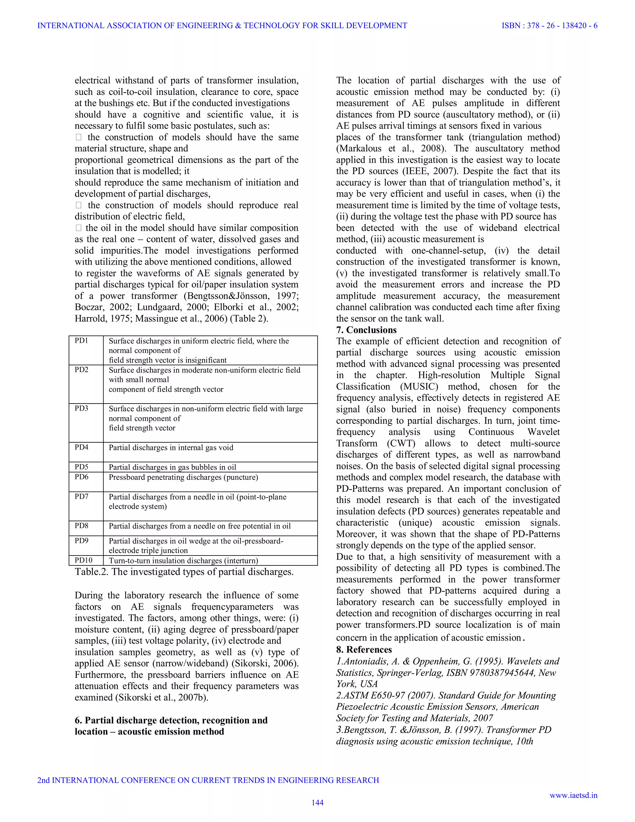 Iaetsd Detection Recognition And Localization Of Partial Discharge Pdf