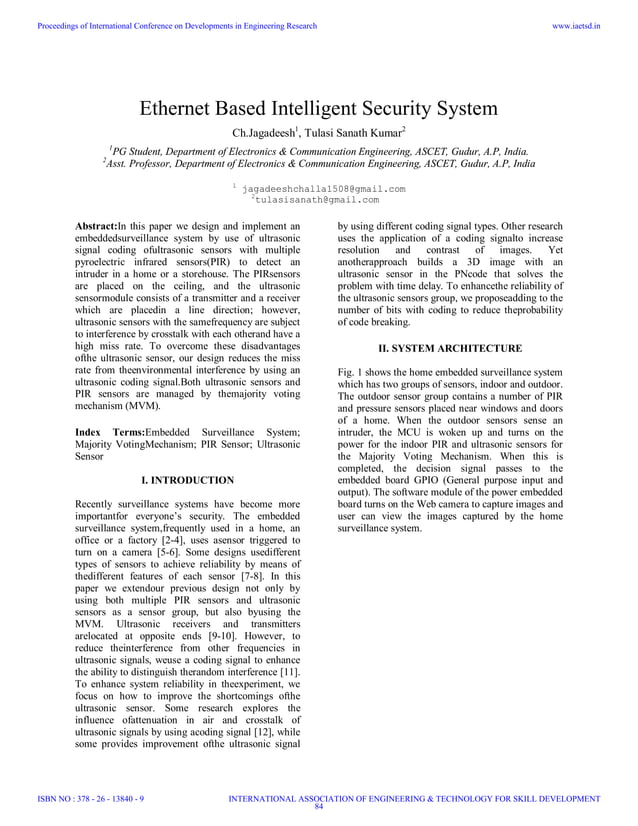 Iaetsd ethernet based intelligent security system | PDF
