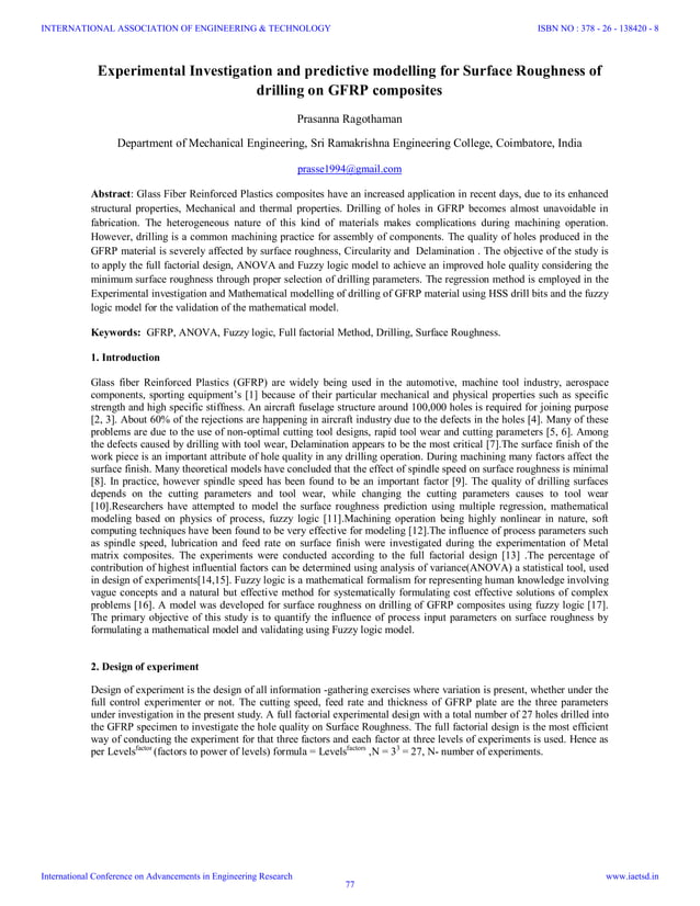 Iaetsd experimental investigation and predictive modelling for surface roughness of | PDF