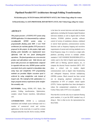 Iaetsd pipelined parallel fft architecture through folding transformation | PDF