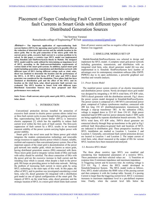 Iaetsd placement of super conducting fault current limiters to mitigate | PDF