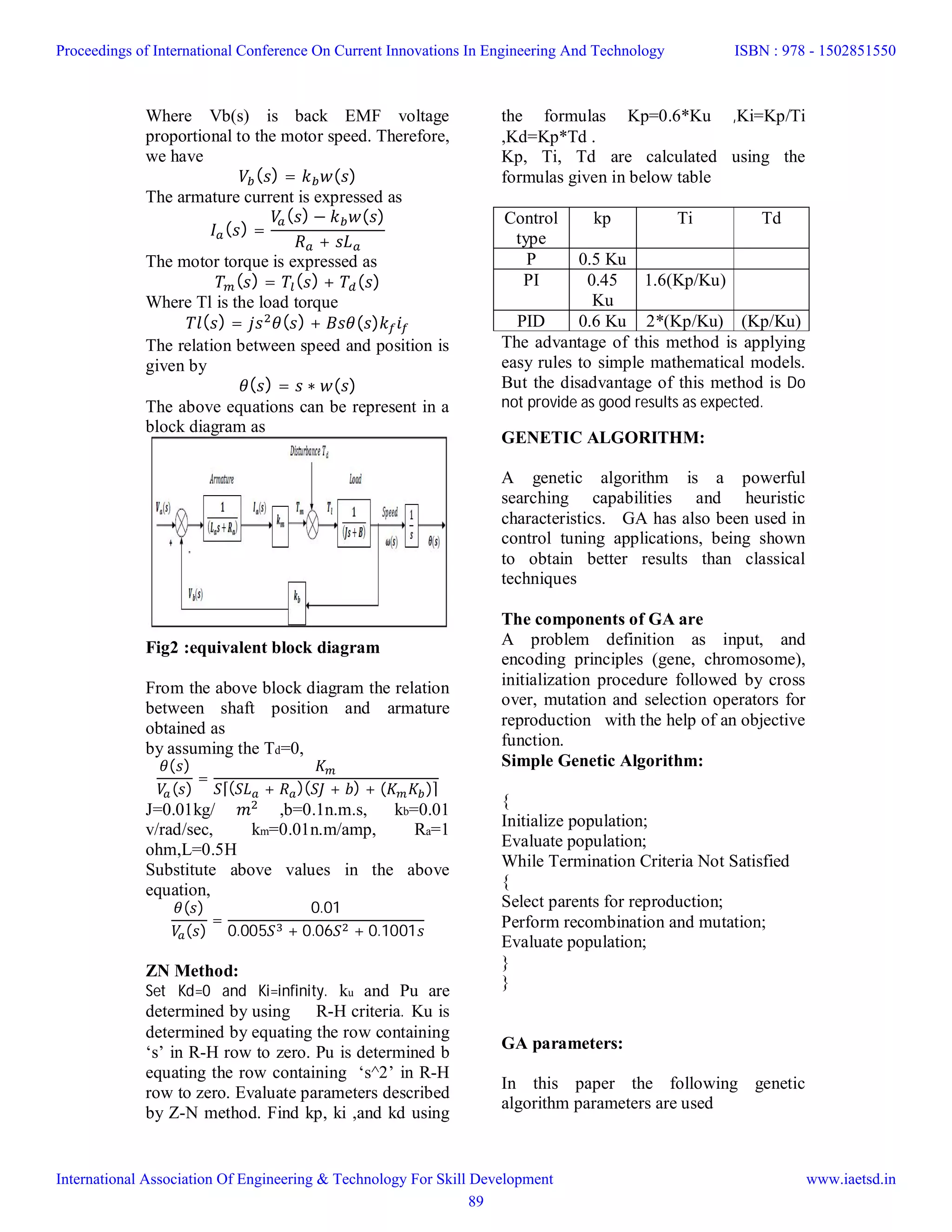 Iaetsd Position Control Of Servo Systems Using Pid Pdf Physics