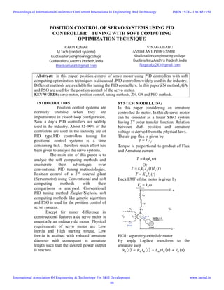 Iaetsd position control of servo systems using pid | PDF | Physics | Science