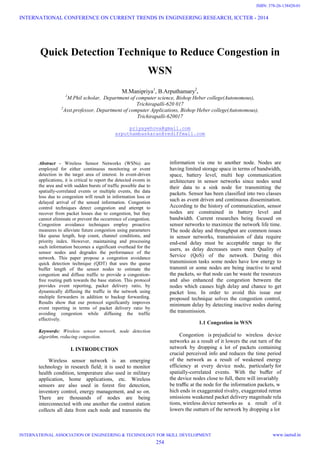 Iaetsd quick detection technique to reduce congestion in | PDF | Internet of Things | Internet