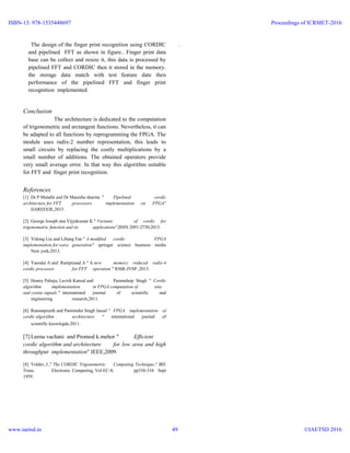 Iaetsd finger print recognition by cordic algorithm and pipelined fft | PDF