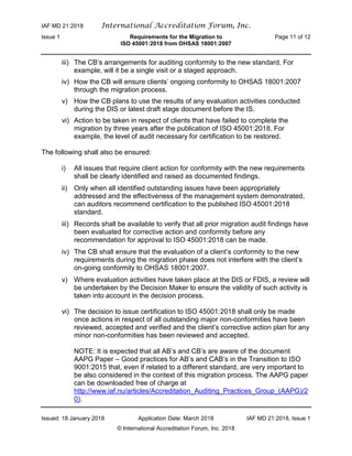 Iaf md-21-2018-migrazione-a-iso-45001 | PDF
