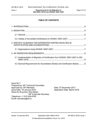 Iaf md-21-2018-migrazione-a-iso-45001 | PDF