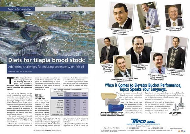Feed Management - Diets for tilapia brood stock: Addressing challenges ...