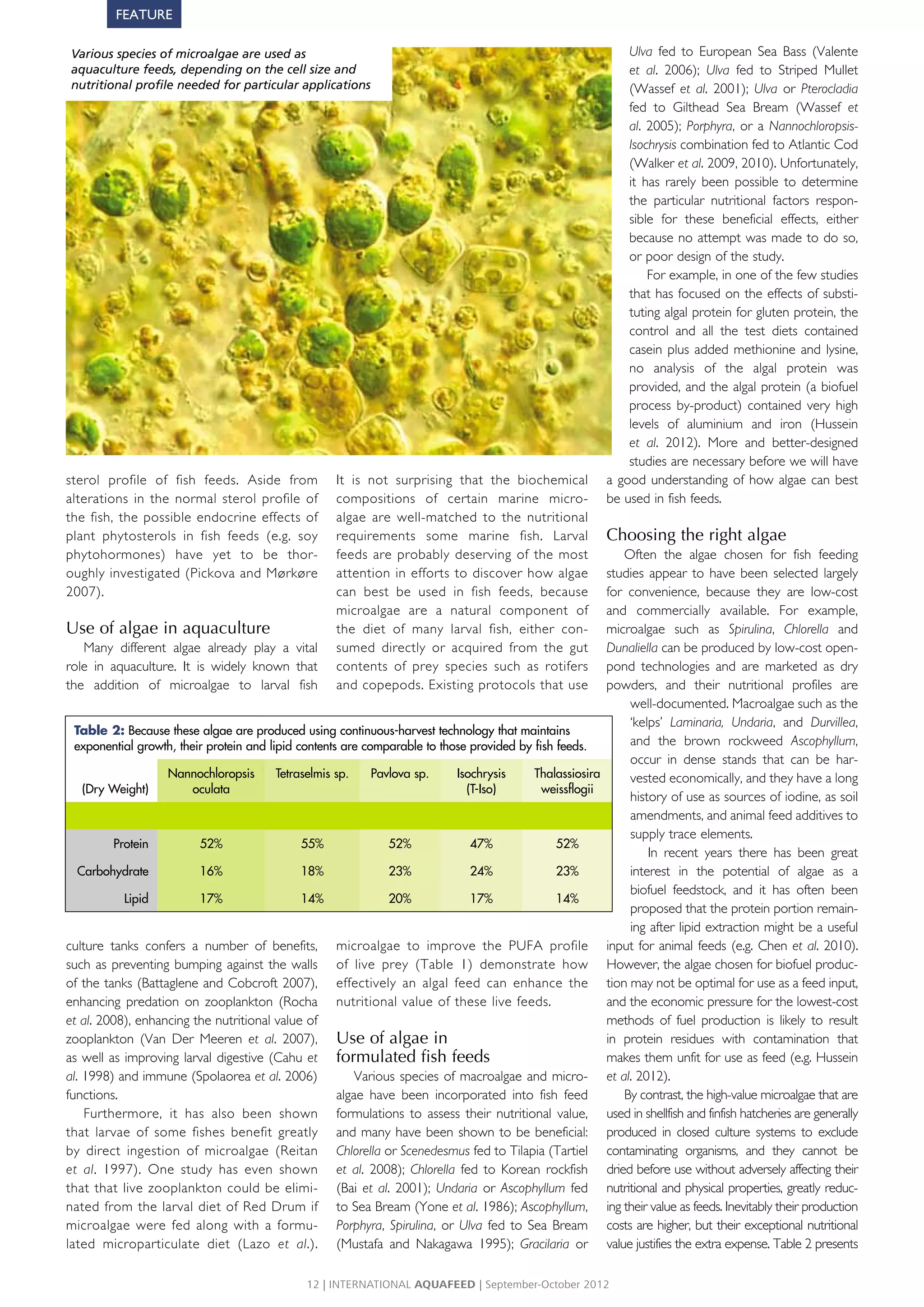 The use of algae in fish feeds as alternatives to fishmeal | PDF
