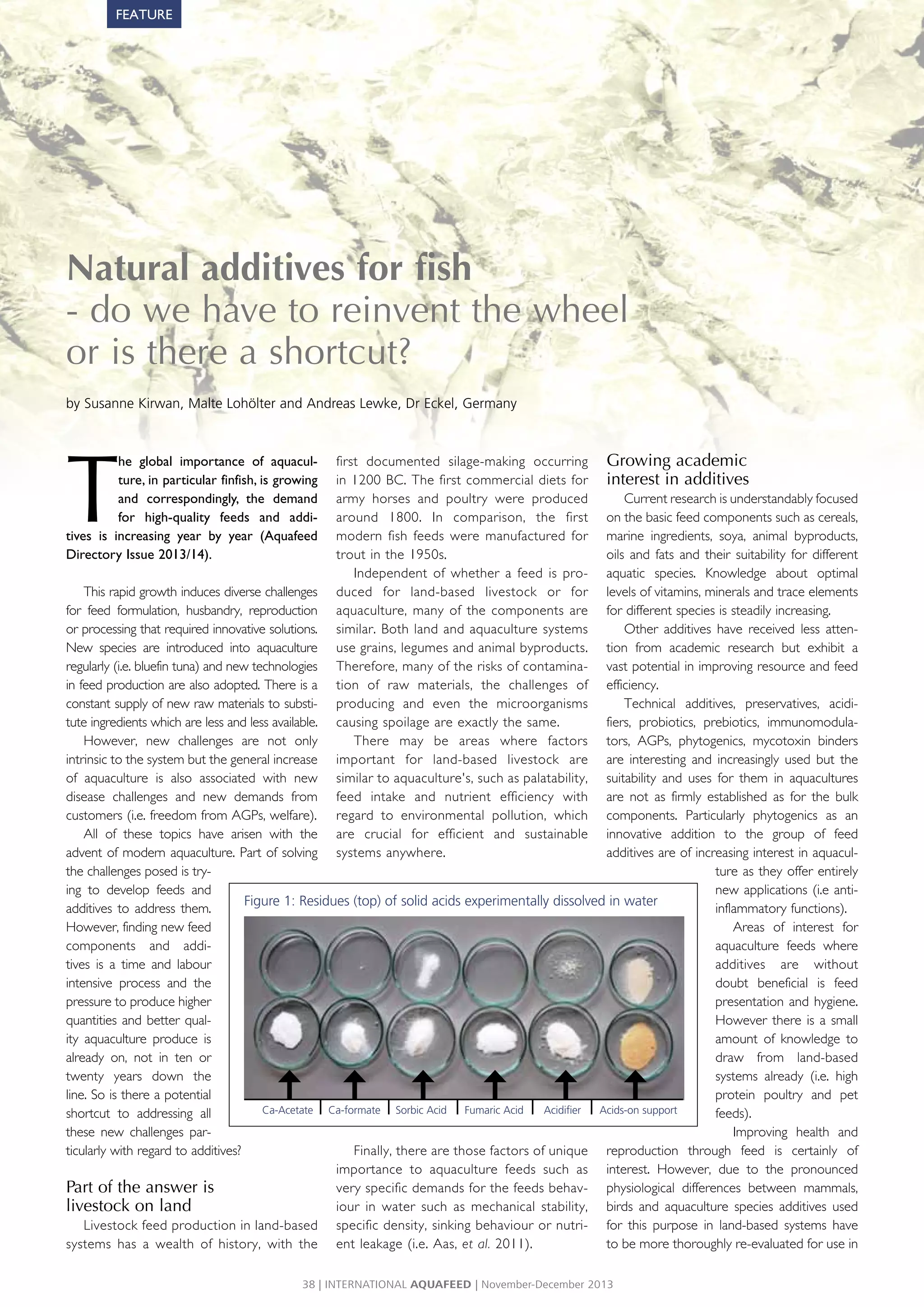 Natural additives for fish - do we have to reinvent the wheel or is ...