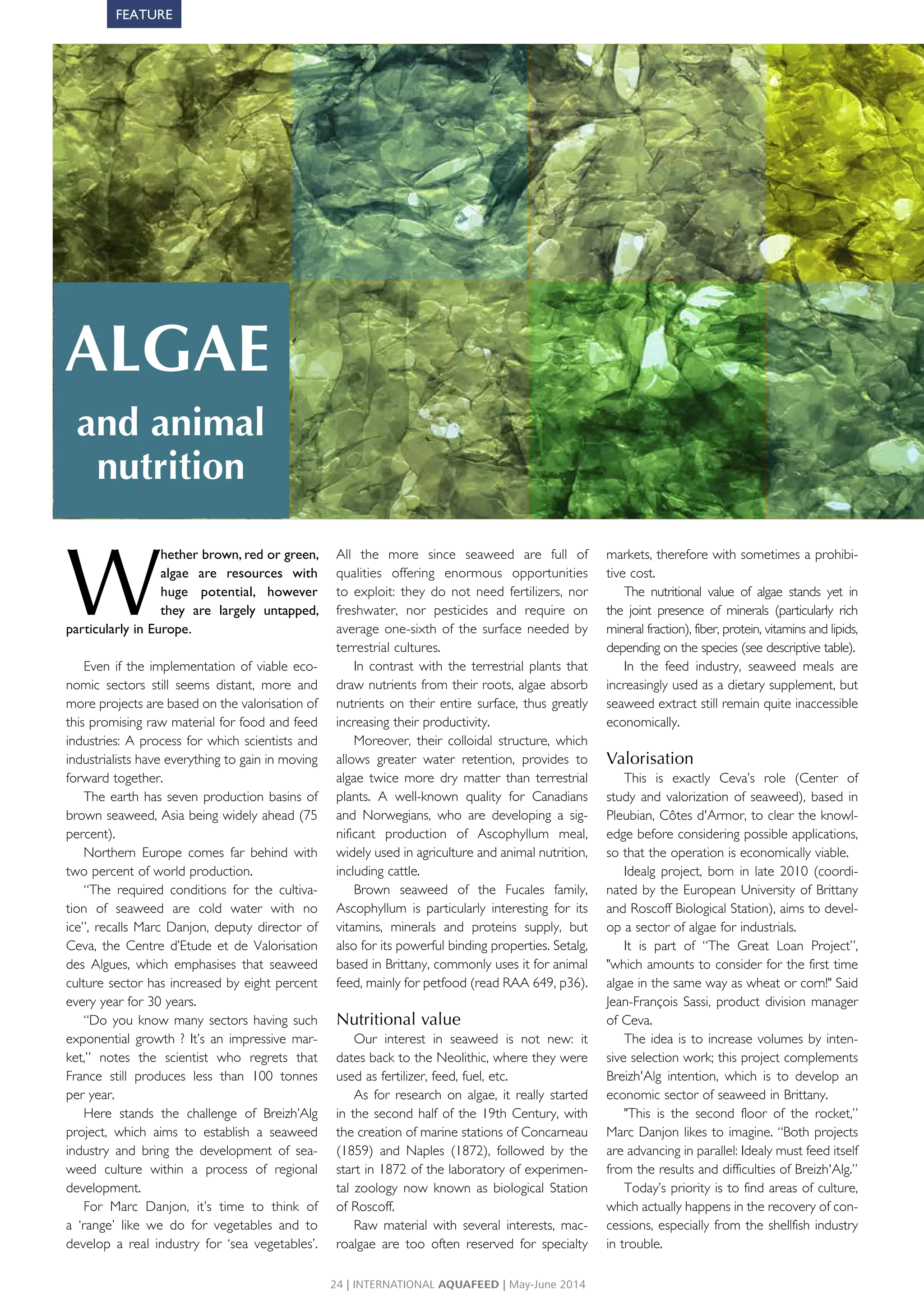 Algae and animal nutrition | PDF | Zoos & Aquariums | Attractions