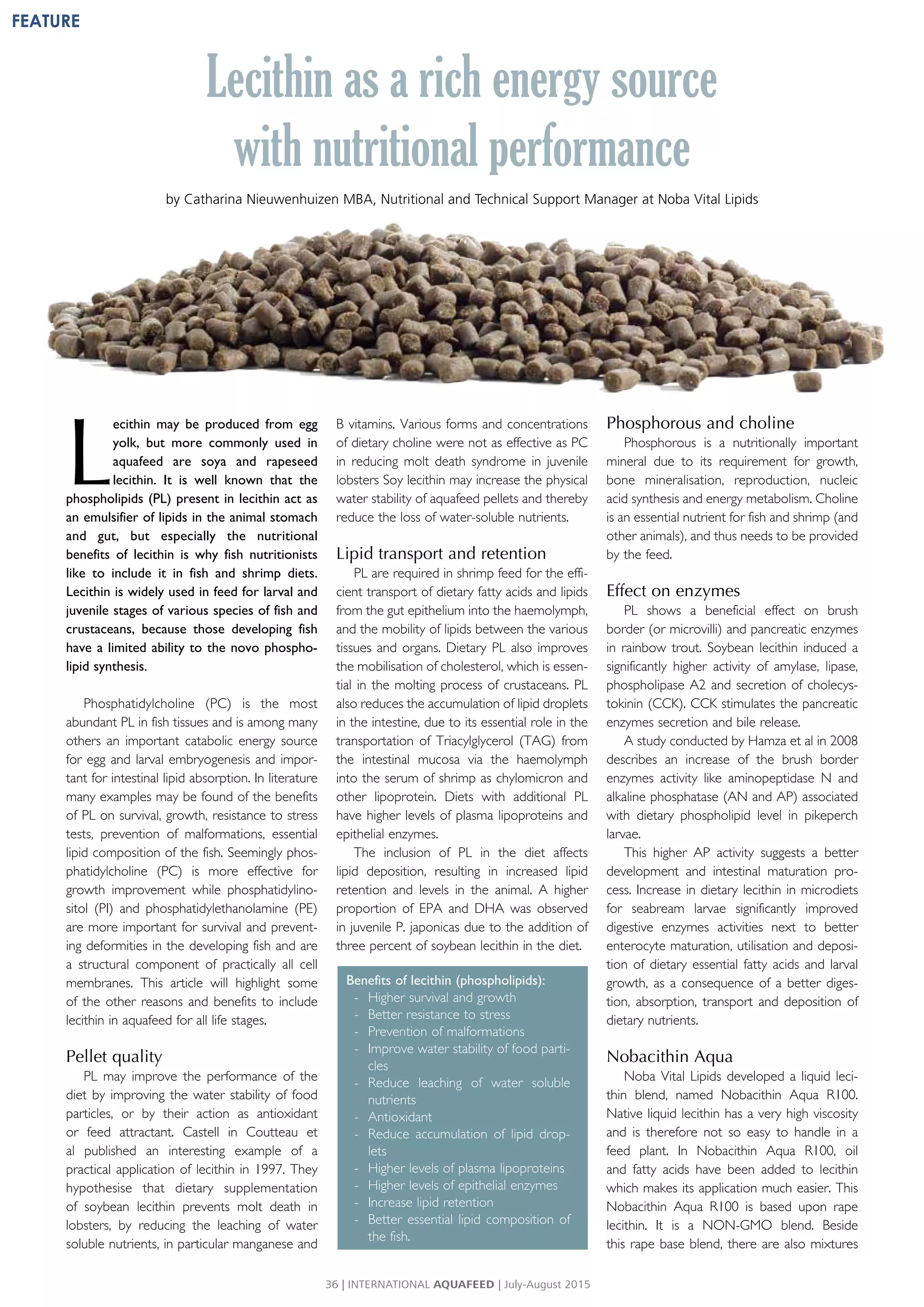 Lecithin as a rich energy source with nutritional performance | PDF ...