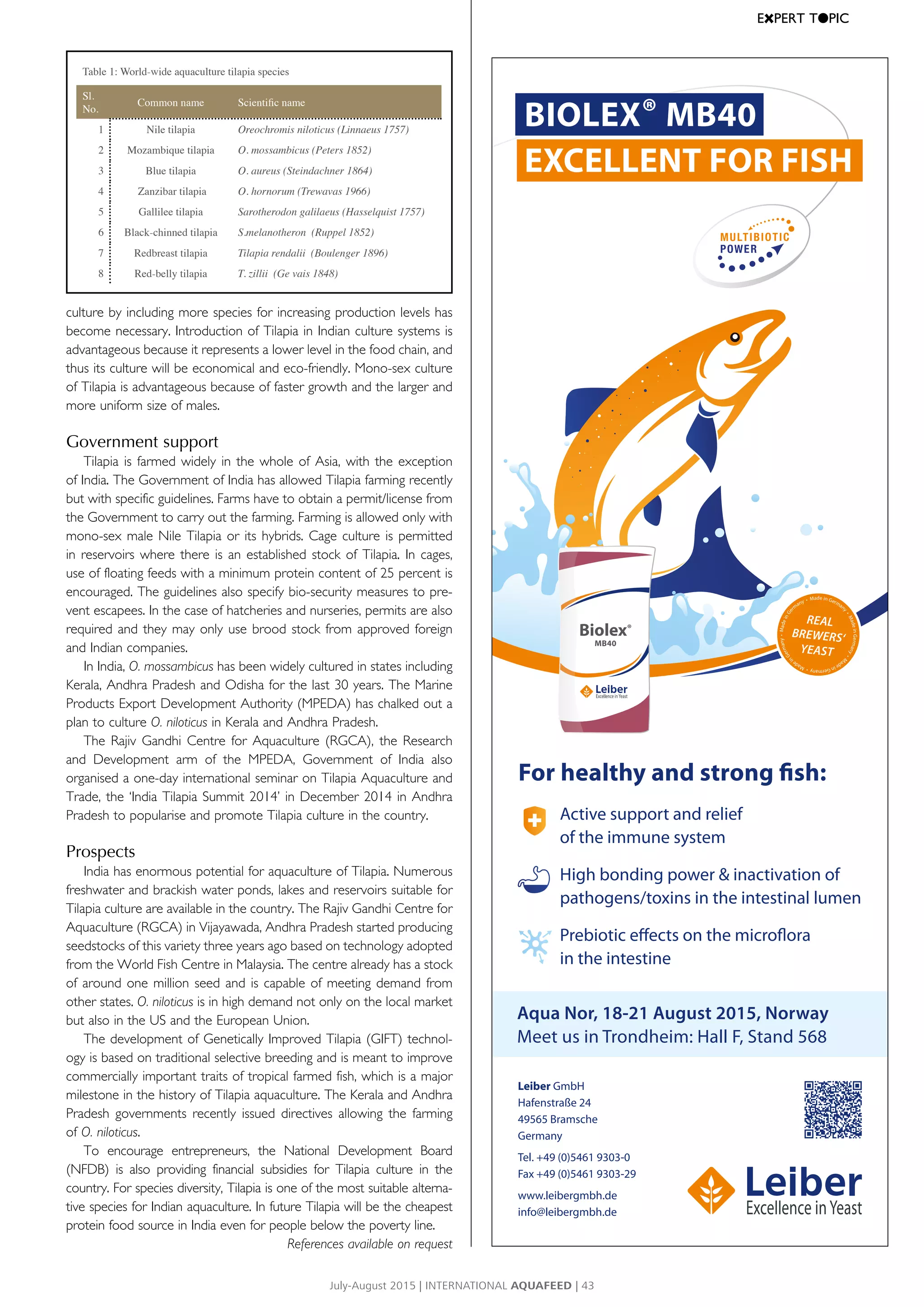 EXPERT TOPIC 1504: Tilapia | PDF | Agriculture | Industries