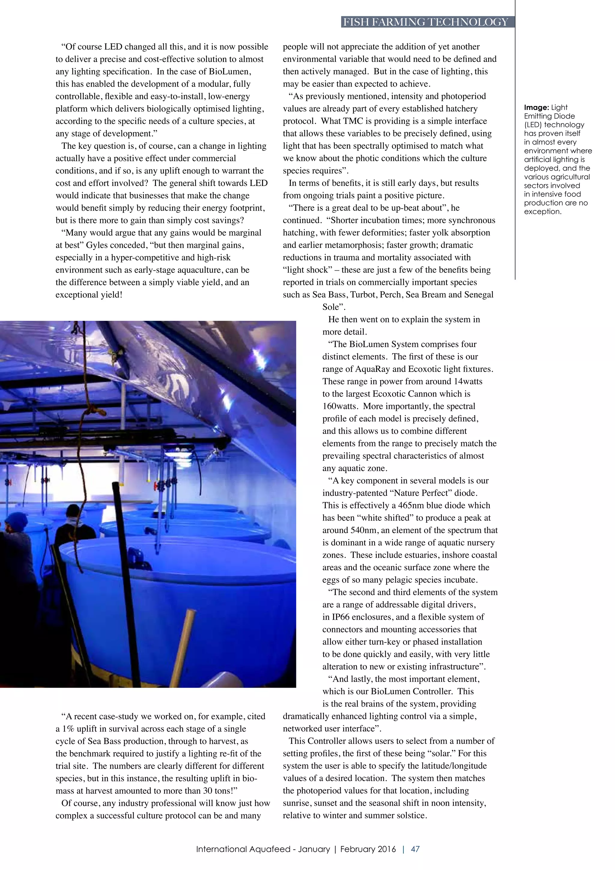 FISH FARMING TECHNOLOGY - Light Emitting Diode (LED) Lighting systems ...