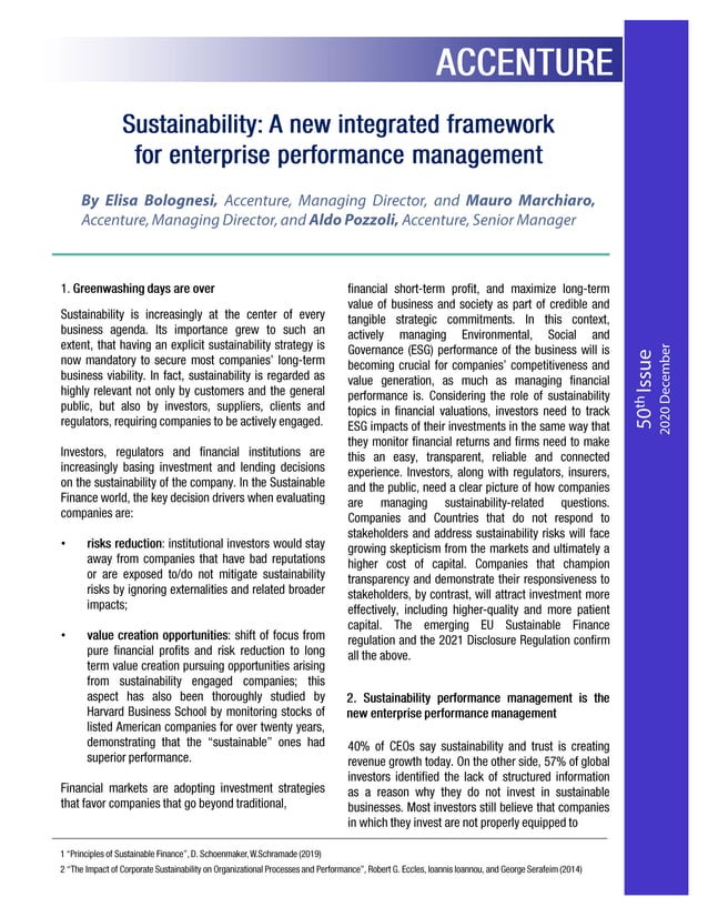 Sustainability: A new integrated framework for enterprise performance ...
