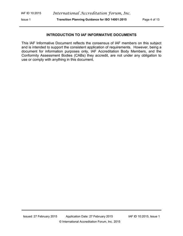 Iafid10 transition iso14001publicationversion27022015 | PDF