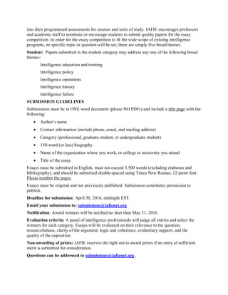 Iafie essay competition 2016 | PDF