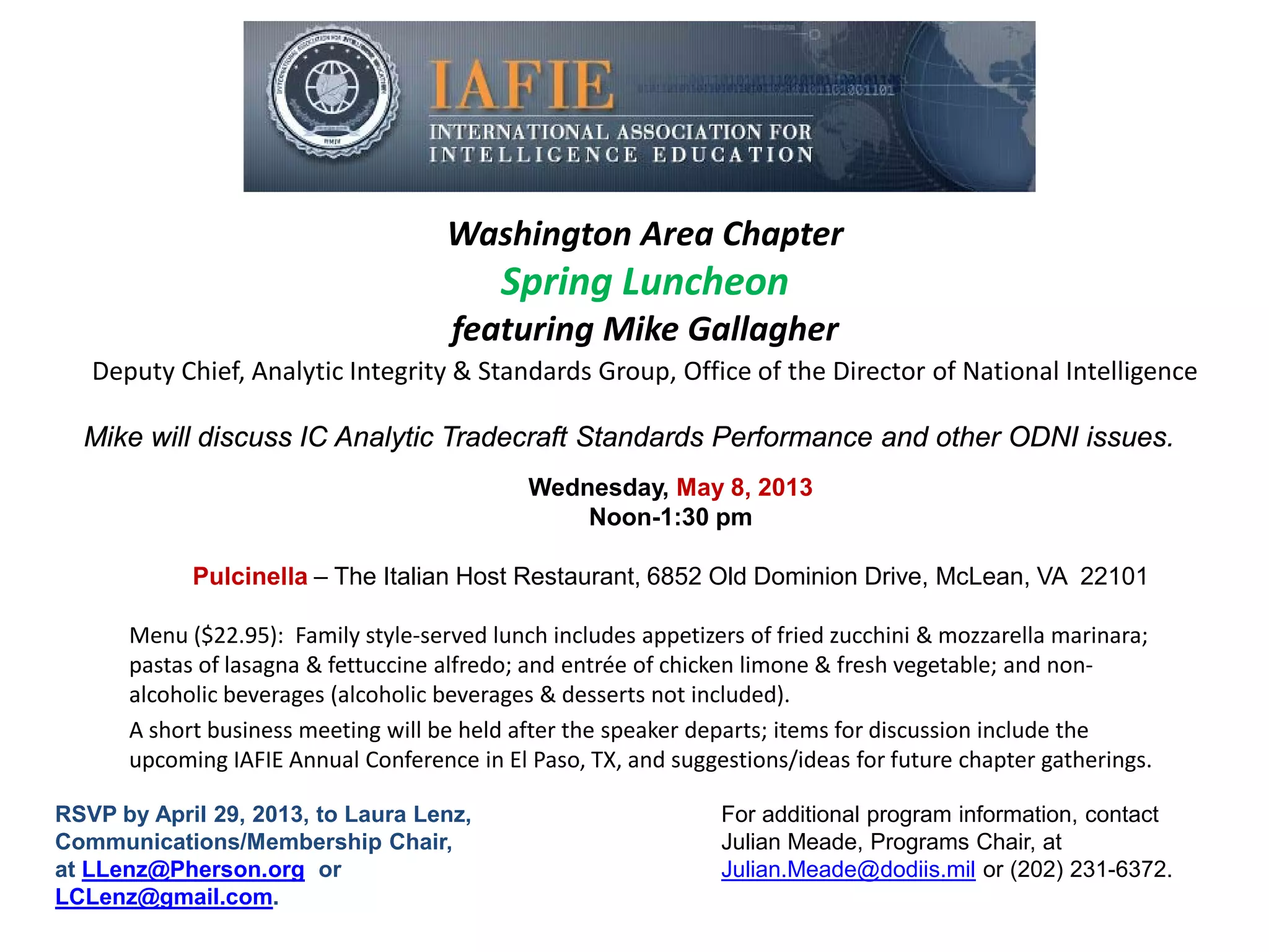 Iafie wash area chap spring luncheon (rev2) | PPT