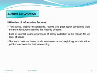 Information Audit at Main Library, EUSL | PPTX | Undergraduate ...