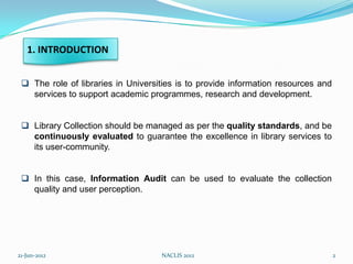 Information Audit at Main Library, EUSL | PPTX | Undergraduate ...