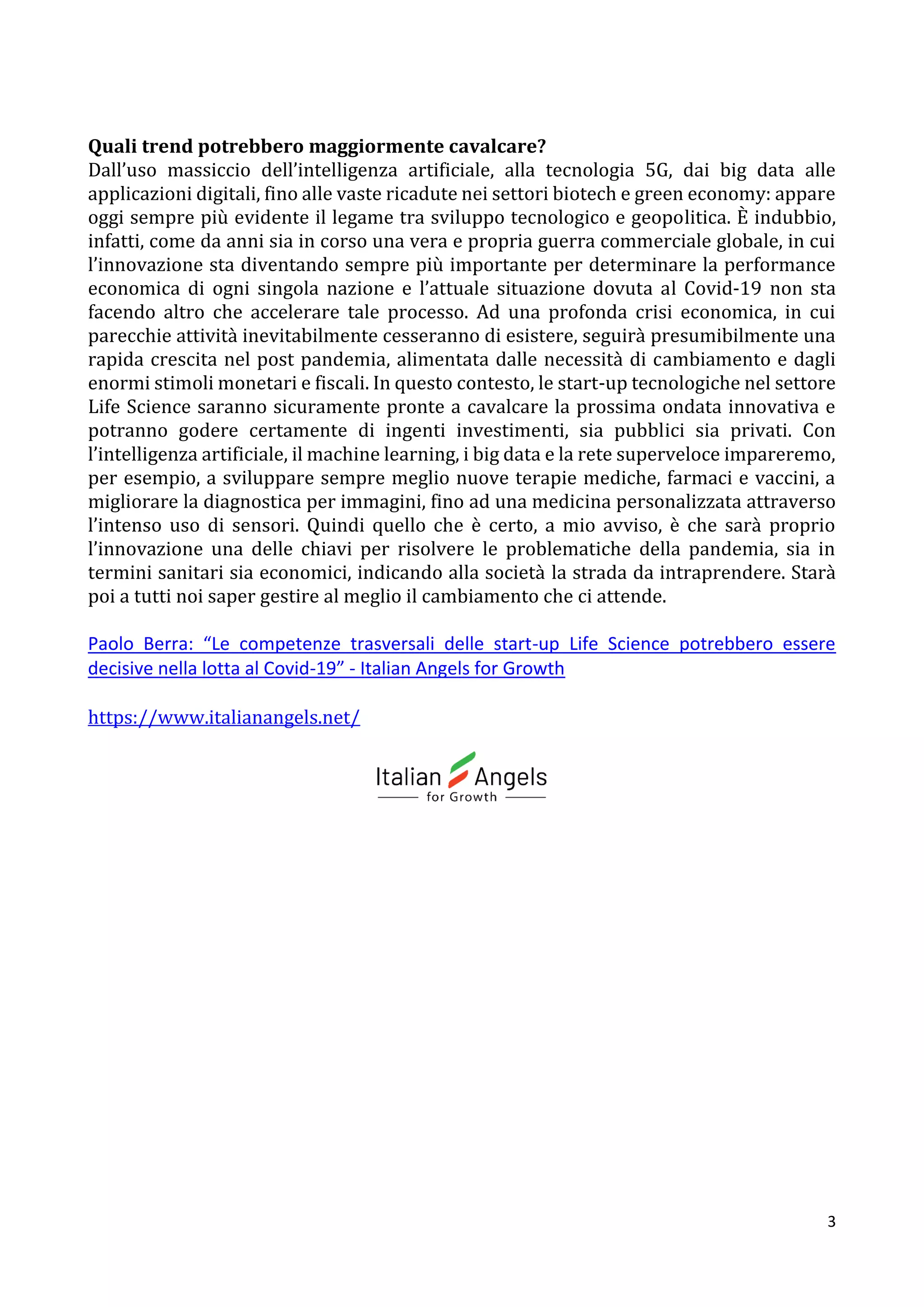 IAG - Italian Angles for Growth, Interview Paolo Berra on innovative ...