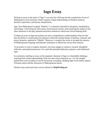 Iago Essay | PDF