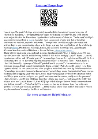 Iago Essays | PDF | Bereavement | Family and Relationships