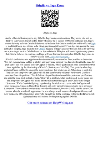Iago Essays | PDF