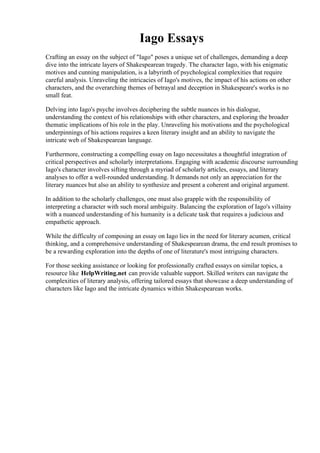 Iago Essays | PDF