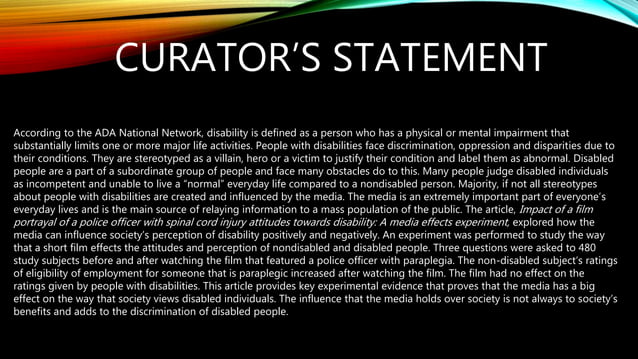 Media portrayal of Disability | PPT