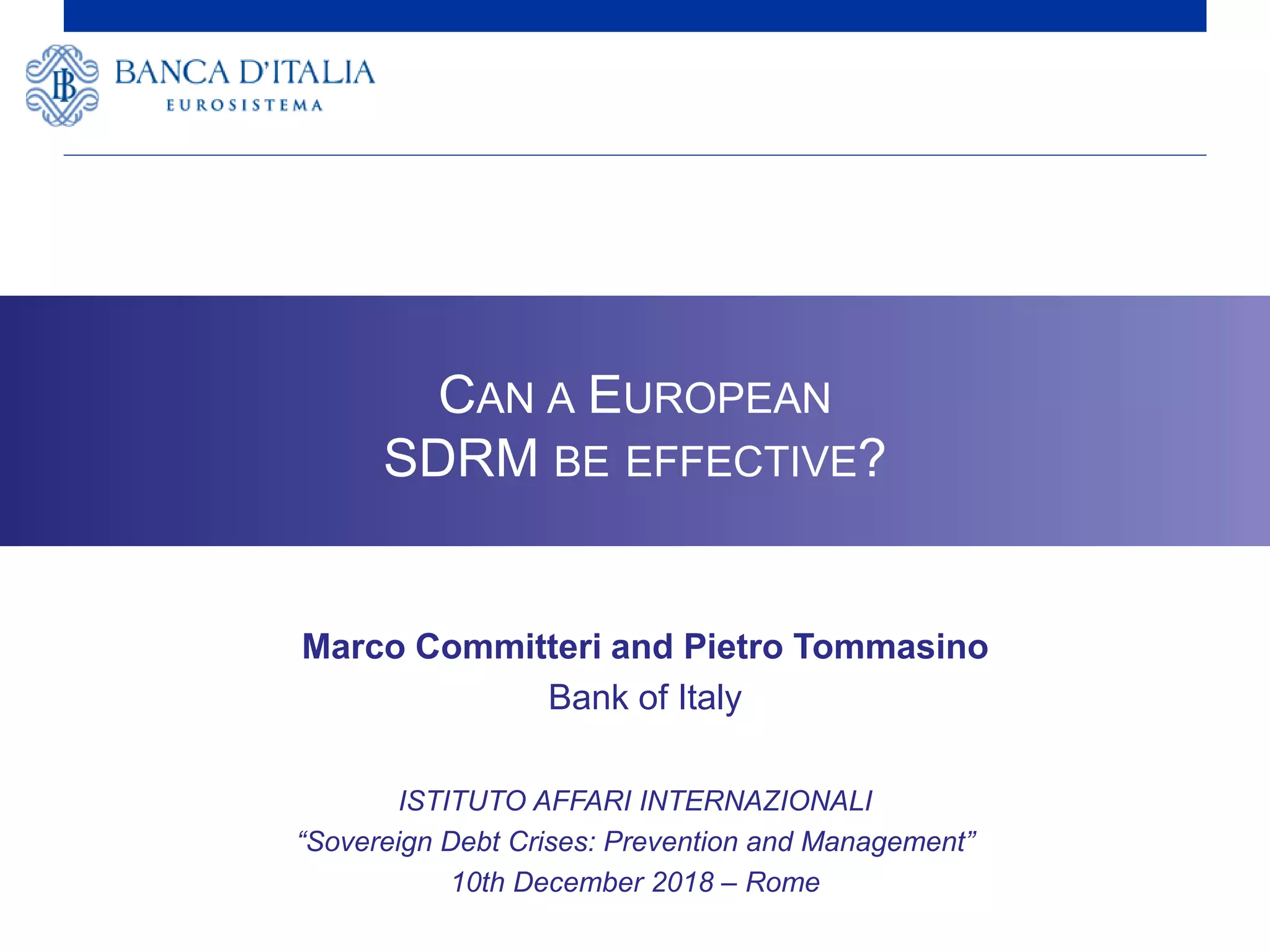 Can a European SDRM be effective? | PPT